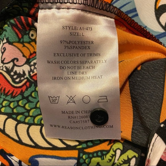 Reason | Shirts | Reason Clothing Clash Tiger Dragon Print Button Down ...
